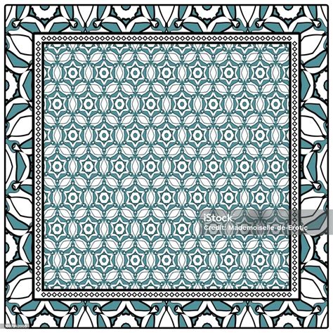 기하학적 장식 프레임 테두리 아르데코 배경입니다 손수건 숄 스카프 식탁보 디자인 공단에 대한 스톡 벡터 아트 및 기타 이미지