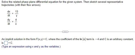 Solved An Implicit Solution In The Form Fxyc Where T