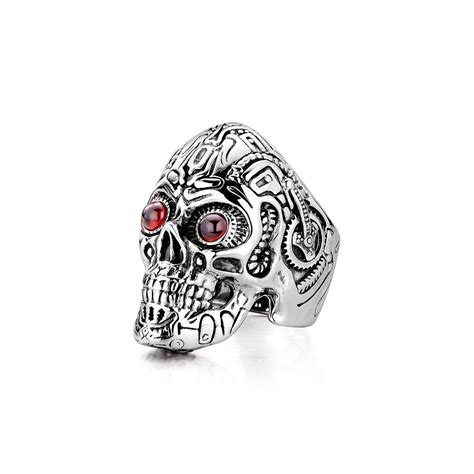 Vintage Terminator Skull Ring For Men S925 Sterling Silver Gothic
