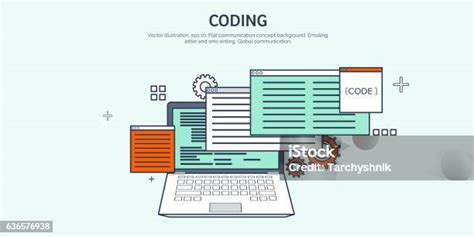 Ilustrasi Vektor Latar Belakang Datar Coding Pemrograman Seo