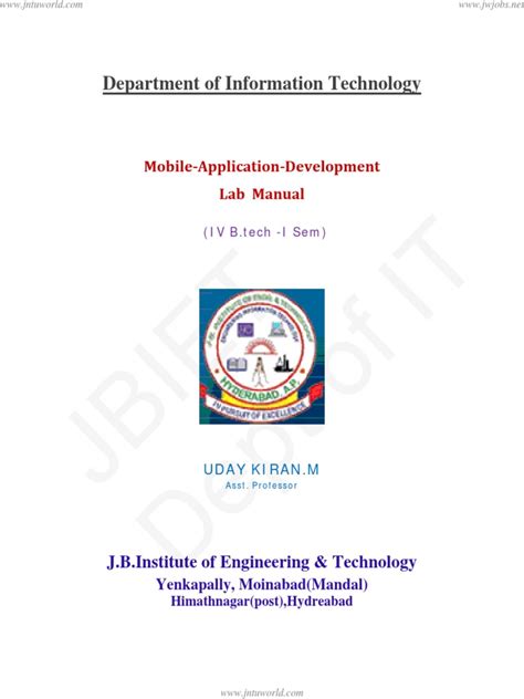 Mobile Application Development Lab Manual Java Programming Language