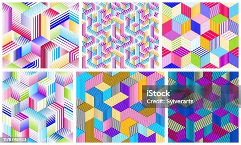 원활한 등각선 기하학적 패턴 세트 3d 큐브 벡터 타일링 배경 건축 및 건설 벽지 디자인 0명에 대한 스톡 벡터 아트 및 기타 이미지 Istock