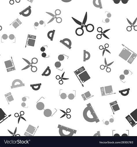 Set Scissors Protractor Grid For Measuring Vector Image