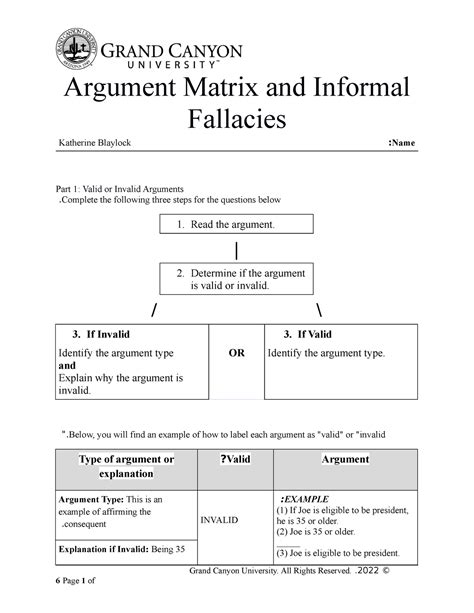 Phi 103 Rs T1argument Matrix Informal Fallacies Argument Matrix And Informal Fallacies