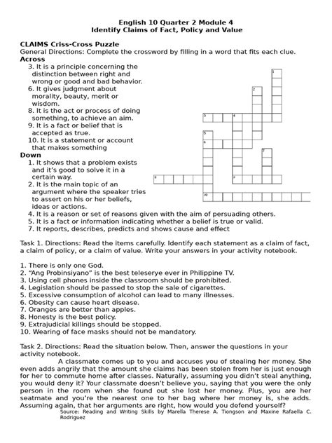 Quarter 2 Module 4 Las Pdf Evidence Argument