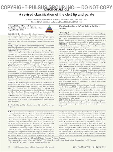 Pdf A Revised Classification Of The Cleft Lip And Palate