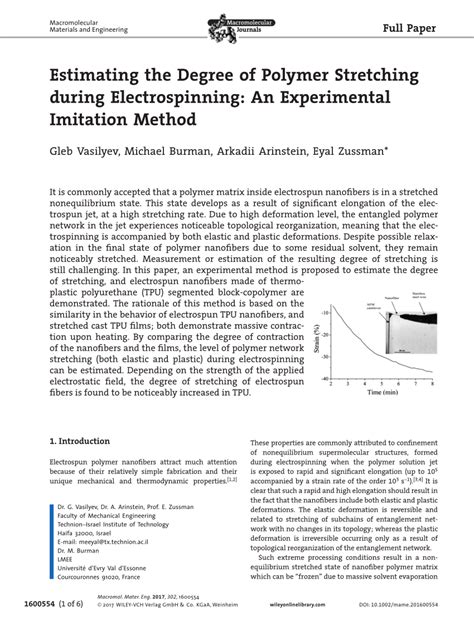 Pdf Estimating The Degree Of Polymer Stretching During Electrospinning An Experimental