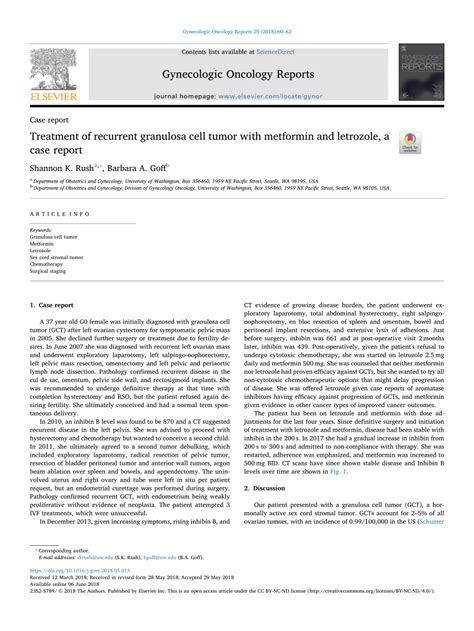 Pdf Treatment Of Recurrent Granulosa Cell Tumor With Metformin And