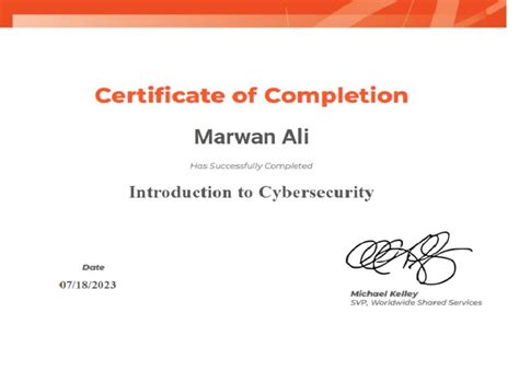 marwan ali on linkedin introduction of cybersecurity completion