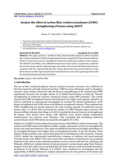 Pdf Analyse The Effect Of Carbon Fiber Reinforced Polymer Cfrp Strengthening Of Beams Using