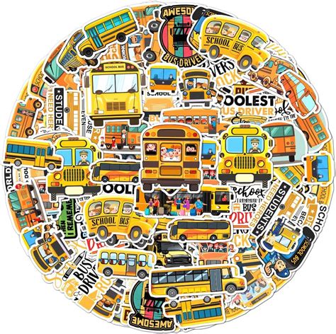 480 Pcs School Bus Stickers Cute School Bus Party Supplies