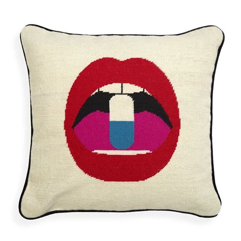 Lips Full Dose Needlepoint Throw Pillow Needlepoint Pillows Jonathan Adler Pillow Throw Pillows