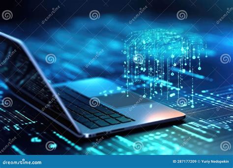 Modern Laptop Caught In The Swirling Vortex Of Data Nanotechnology And Artificial Intelligence