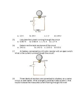 Series Circuit Quiz By Schrim S Chem TPT