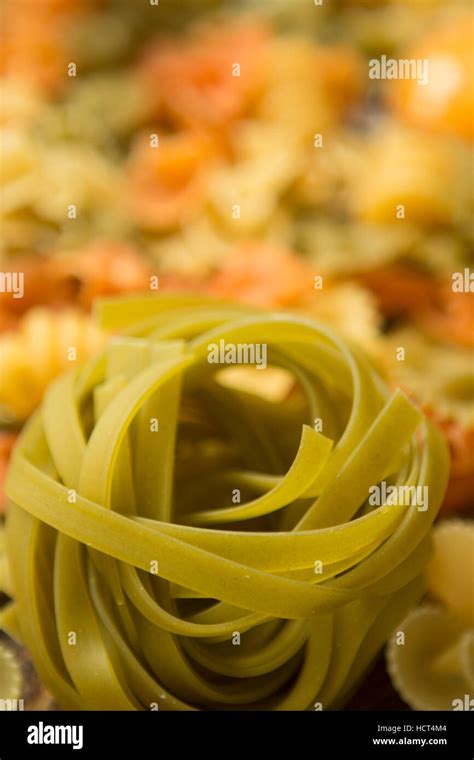 Different Types Of Colored Pasta With Various Shapes Stock Photo Alamy