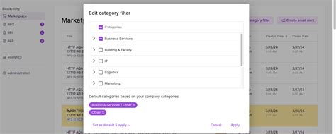 Marketplace Category Filter