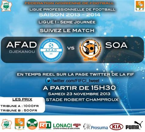 Fédération Ivoirienne De Football Ligue1 5emejournée Afad Soa Suivez Le Fil Dactualité