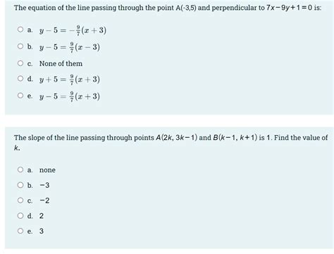 Solved The Equation Of The Line Passing Through The Point
