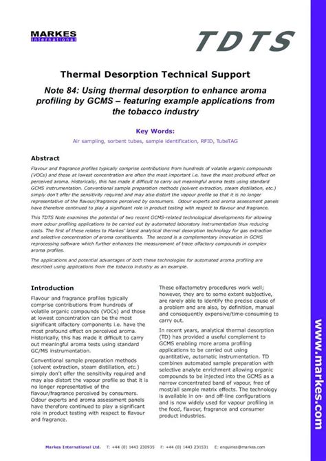 Pdf Thermal Desorption Technical Support · Using Low Temperature Thermal Extraction Of A Few