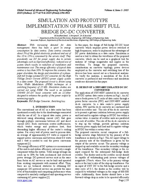 Simulation And Prototype Implementation Of Phase Shift Full Bridge Dc
