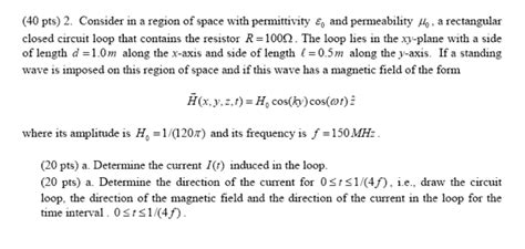 Solved Pts Consider In A Region Of Space With Chegg Com