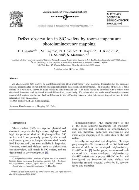 Pdf Defect Observation In Sic Wafers By Room Temperature