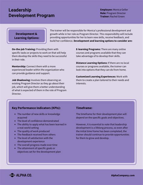 Leadership Development Program Framework Template Venngage