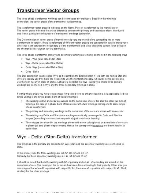 Transformer Vector Groups Pdf Transformer Physics