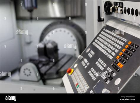 Control Panel Of 5 Axis Cnc Milling Machine Selective Focus Stock