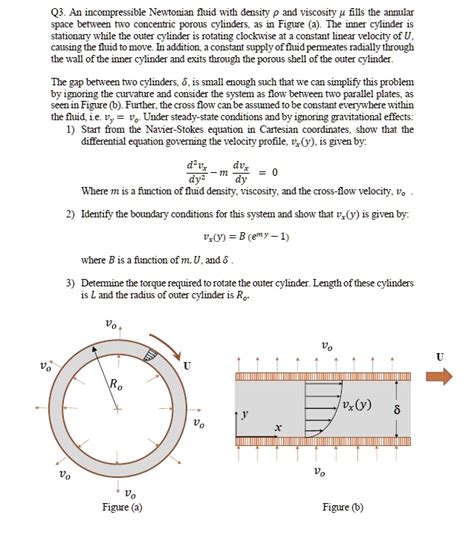 Q3 An Incompressible Newtonian Fluid With Density And Viscosity Fills The Annular Space Between