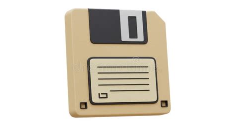 Retro Floppy Disk Icon A 3d Of A Vintage Floppy Disk Beige With Dark Gray Label Isolated On
