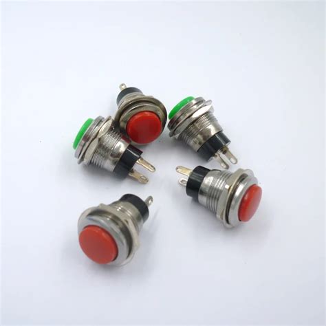 10PCS No Lock Switch 12MM Red Green Yellow Reset Switch Push Button Switch Without Lock Mini