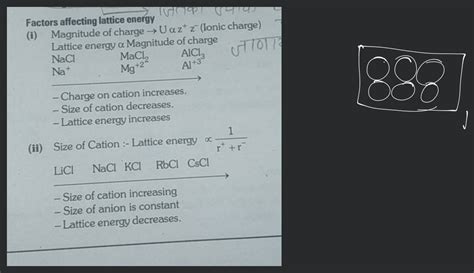Factors Affecting Lattice Energyi Magnitude Of Charge →uz Z−lonic Ch