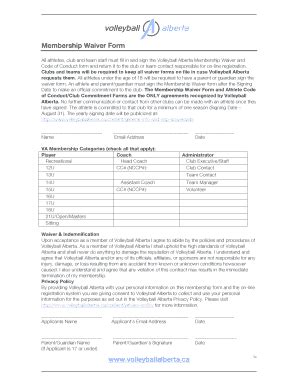 Fillable Online Membership Waiver Form Sport Ngin Fax Email Print PdfFiller