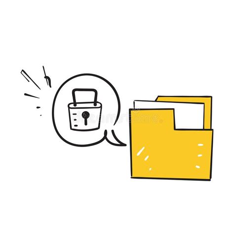 Hand Drawn Doodle And Padlock Symbol For Data Protection And Security
