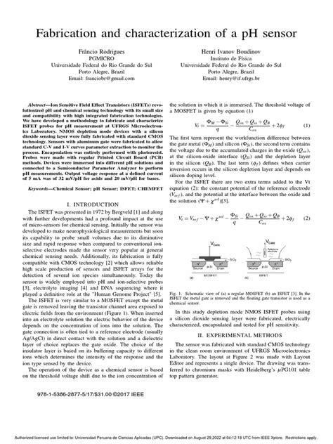Fabrication And Characterization Of A Ph Sensor Pdf Sensor Mosfet