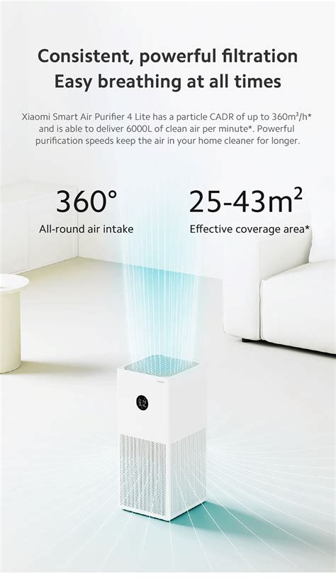 Xiaomi Smart Air Purifier 4 Lite Dust And Pollen Filtration Smart