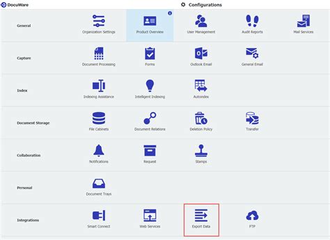 How To Setup The Export App 74 75 · Docuware Support Portal
