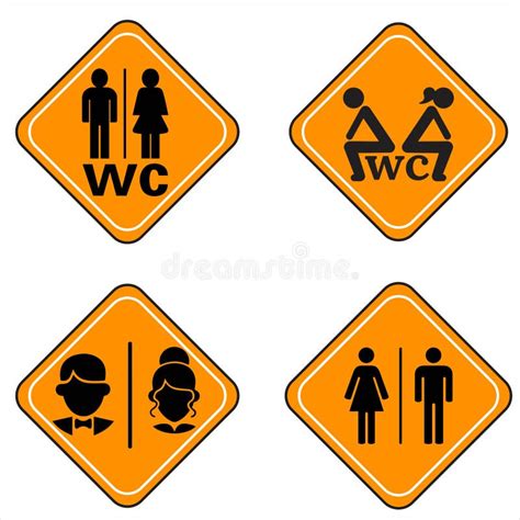 Toiletsilhouet Instellen Wc Bord Op Deur Voor Openbaar Toilet Vector Illustratie