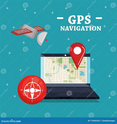 Laptop With Gps Navigation Software Stock Vector Illustration Of Laptop Icon 115683262