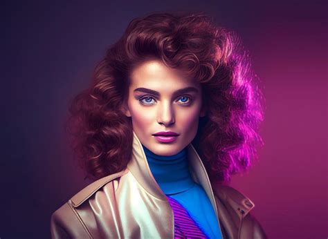 Premium Ai Image 1980s Vintage Fashion Portrait Caucasian Woman With