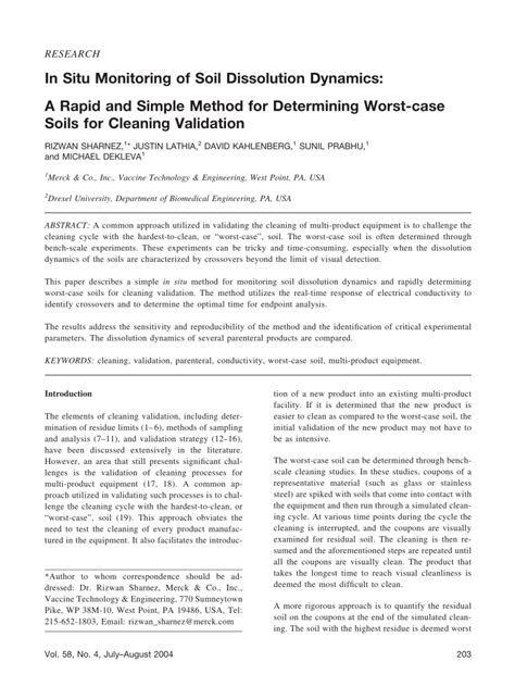 Pdf In Situ Monitoring Of Soil Dissolution Dynamics A Rapid And