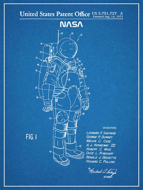 NASA Apollo Space Suit Patent Print Blueprint Drawing By Greg Edwards Fine Art America