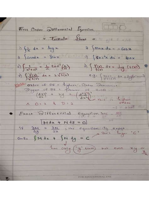 first order differential eq formula pdf