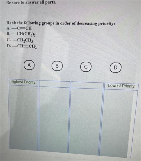 Solved Be Sure To Answer All Parts Rank The Following