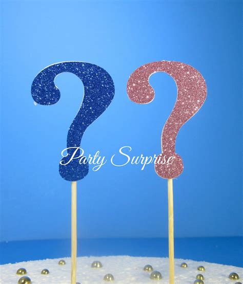 Gender Reveal Question Mark Cupcake Toppers Pink And Blue Glitter