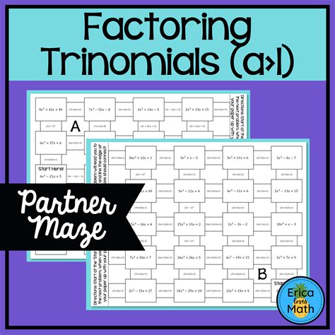 Factoring Trinomials A 1 Activity Partner Maze Made By Teachers