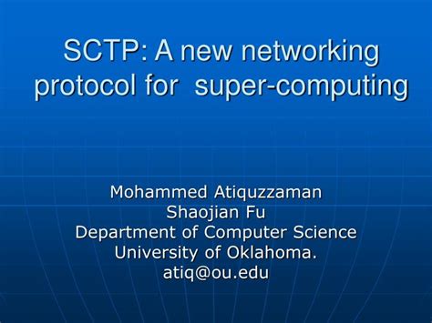 Ppt Sctp A New Networking Protocol For Super Computing Powerpoint