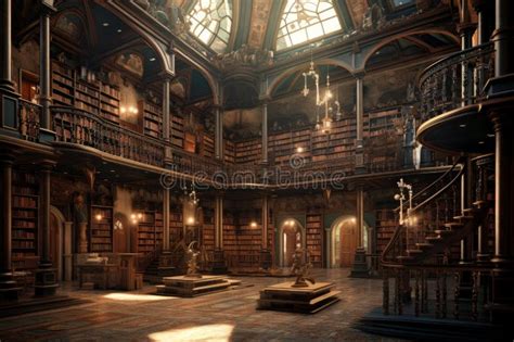 mysterious old library generate ai stock image image of home