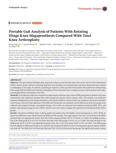 Pdf Portable Gait Analysis Of Patients With Rotating Hinge Knee